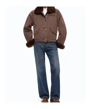 Pinko Padded Pea Coat With Fox Fur-effect Trim