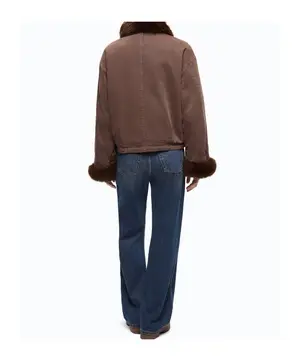 Pinko Padded Pea Coat With Fox Fur-effect Trim