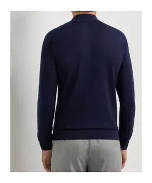 Canali Merino Wool Polo Sweater - Blue