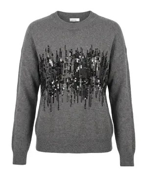 Peserico Sequin-embellished Drop-shoulder Jumper - Gray