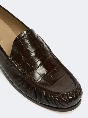 Max Mara Crocodile-embossed Loafers