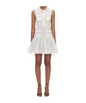 SELF-PORTRAIT Flower Trim Knit Mini Dress
