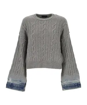 HAIKURE Cropped Knitted Sweater With Panelled Sleeves - No