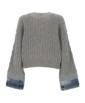 HAIKURE Cropped Knitted Sweater With Panelled Sleeves - No