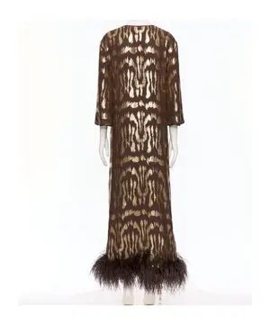 Valentino Garavani Long-sleeved Dress With Feather Trim