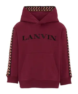 LANVIN Logo-embroidered Herringbone-trim Hoodie
