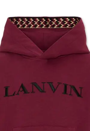 LANVIN Logo-embroidered Herringbone-trim Hoodie