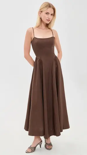 REFORMATION Neri Linen Dress - Pinecone