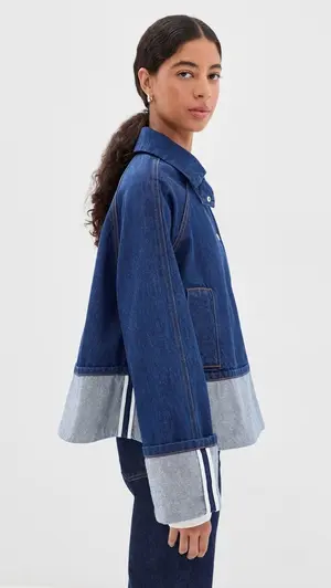Brandon Maxwell The Wells Trapeze Denim Jacket - Indigo