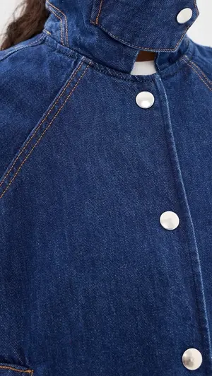 Brandon Maxwell The Wells Trapeze Denim Jacket - Indigo