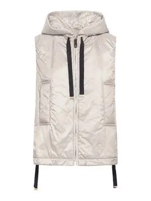 Max Mara Padded Vest With Hood In Waterproof Canvas - Cream