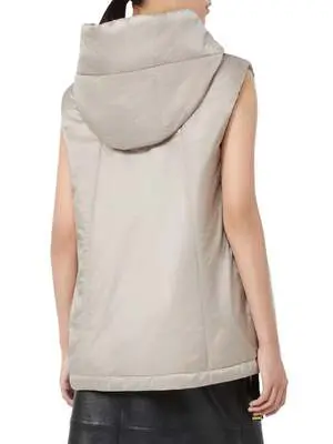 Max Mara Padded Vest With Hood In Waterproof Canvas - Cream