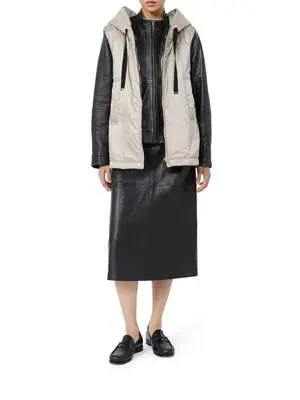 Max Mara Padded Vest With Hood In Waterproof Canvas - Cream