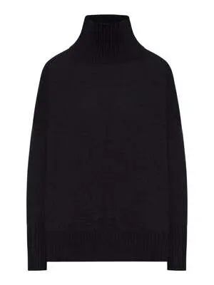 LISA YANG Heidi Cashmere Oversize Turtleneck Sweater - Black