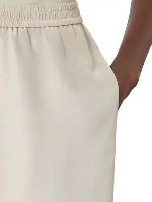 Max Mara Soft Silk Wide-leg Trousers With Monogram Detail - Cream