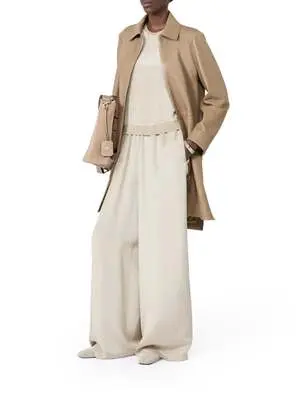 Max Mara Soft Silk Wide-leg Trousers With Monogram Detail - Cream