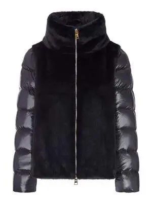 Herno Puffer Jacket With Faux Fur Panel