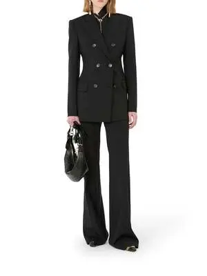 Sportmax Flared Trousers In Stretch Wool - Black