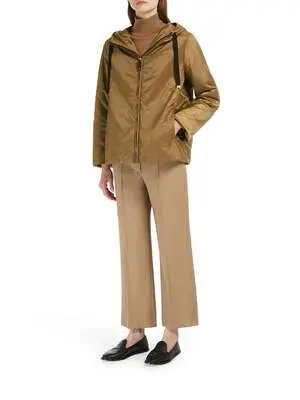 Max Mara Padded Jacket With Hood In Waterproof Canvas - Brown