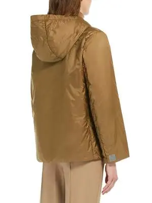 Max Mara Padded Jacket With Hood In Waterproof Canvas - Brown