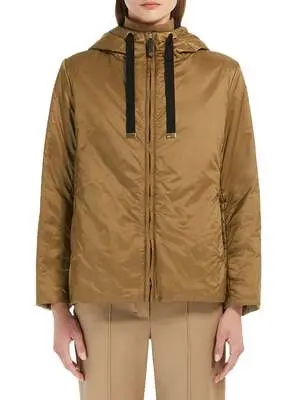Max Mara Padded Jacket With Hood In Waterproof Canvas