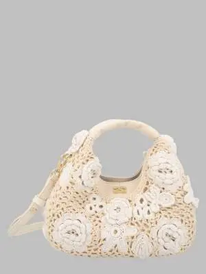 GANNI Borsa Hobo Mini In Crochet - Cream