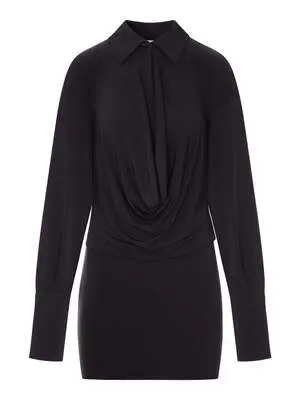 Andamane The Attico Lilia Mini Dress With Deep Neckline - Black