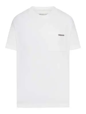 Brunello Cucinelli Crew Neck T-shirt With Embellished Pocket