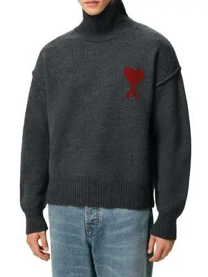 AMI Paris De Coeur Wool High Neck Sweater