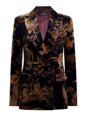Etro Double-breasted Cotton Velvet Jacket - Black