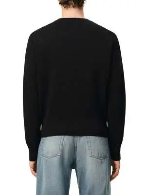 AMI Paris V-neck Embroidered Logo Knit Cardigan