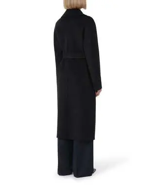 Max Mara Cashmere Blend Midi Wrap Coat - Black