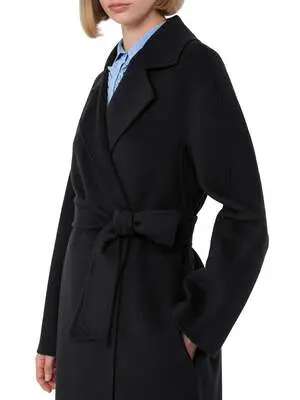 Max Mara Cashmere Blend Midi Wrap Coat - Black