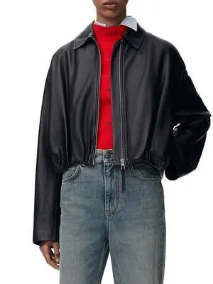 Loewe Lamb Nappa Jacket With Asymmetric Draping - Black