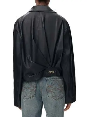 Loewe Lamb Nappa Jacket With Asymmetric Draping - Black