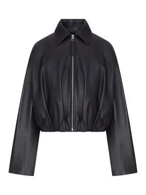 Loewe Lamb Nappa Jacket With Asymmetric Draping - Black