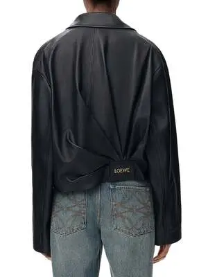 Loewe Lamb Nappa Jacket With Asymmetric Draping - Black