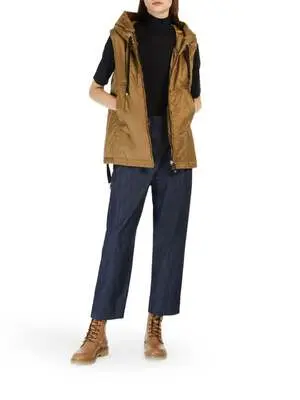 Max Mara Padded Vest With Hood In Waterproof Canvas - Multicolor