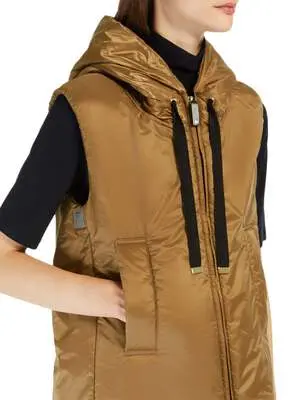 Max Mara Padded Vest With Hood In Waterproof Canvas - Multicolor