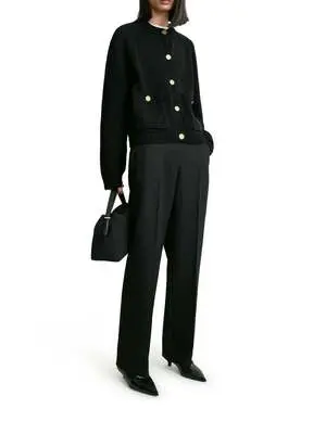 TOTEME Cotton Cardigan With Hammered-effect Buttons - Black