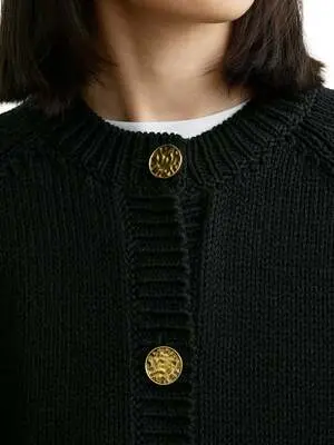 TOTEME Cotton Cardigan With Hammered-effect Buttons - Black