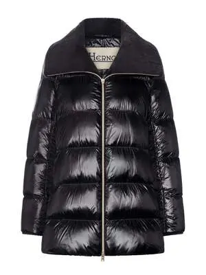 Herno Long Puffer Coat With Faux Fur Collar - Black