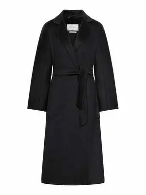 Max Mara Ludmilla Wool Coat With Waist Belt - Black