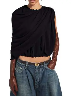 Balenciaga Cady Cape Top - Black
