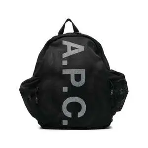 A.p.c. Mesh Backpack With Logo - Black
