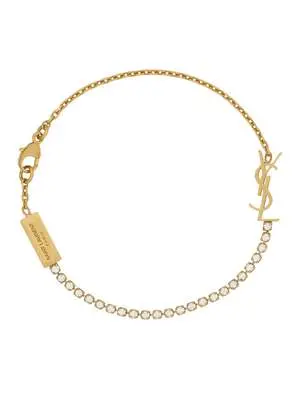 Saint Laurent Bracelet With Cassandre Charm In Metal And Rhinestones - Multicolor