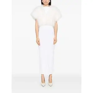 YVES SALOMON Feather Cropped Jacket - White