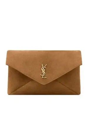 Saint Laurent Large Cassandre Envelope Clutch In Suede - Multicolor
