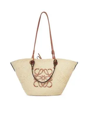 Loewe X Paula's Ibiza Anagram Basket Medium Bag In Iraca Palm And Calfskin - Multicolor