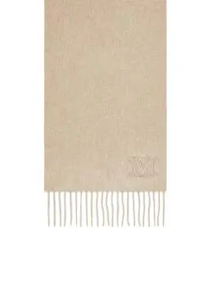 Max Mara Cashmere Stole With Monogram Embroidery - Cream
